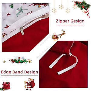 WONGS BEDDING Christmas Duvet Cover Set King Santa Elk Christmas Tree Pattern Xmas Duvet Cover for Boys Girls,Soft Microfiber Bed Comforter Cover for New Year 104"×90"