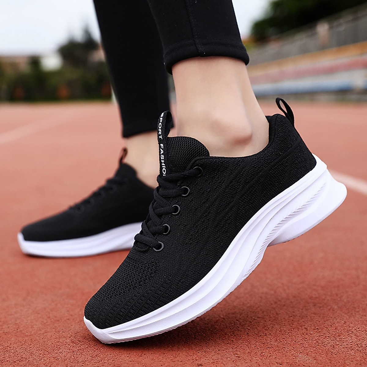 ZGRZPMGR Women's Casual Walking Shoes Breathable Sports Running Shoes Outdoor Lace-up Tennis Shoes Sneakers for Women Black