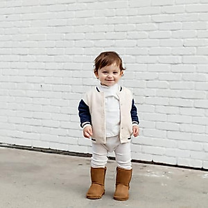 BEARPAW Elle Toddler Hickory Size 12 | Toddler's Boot Classic Suede with Zipper | Kid's Slip On Boot | Comfortable Winter Boot