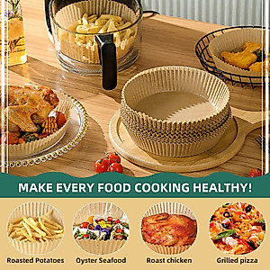 CREATIVE KITCHEN(CK) Air Fryer Liners| 6.3 inches 100PCS Disposable Paper Liners | Non-Stick Parchment Paper Liners | Oil-Proof, Water-Proof, | Airfryer Liners For Oven Baking| Roasting Microwave