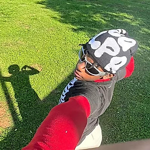 Arcimatto Y2k Spider Beanie Hat Wool Acrylic Knit Skull Cap Winter Warm Streetwear MEA Design Hats for Women Man Teenagers(MEA Black)