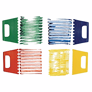 Colorations® Paint Scrapers, Plastic Paint Scrapers, 4 Different Designs, Create Paint Patterns & Swirls, Set of 4, Kids Scraper Tools for Paint,Scrapers for Crafts, Each 5’’ W,Fun Painting Experience