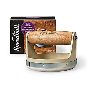 Speedball Block Printing Baren - Comfortable Wooden Handle, Made in the USA - 4 Inches
