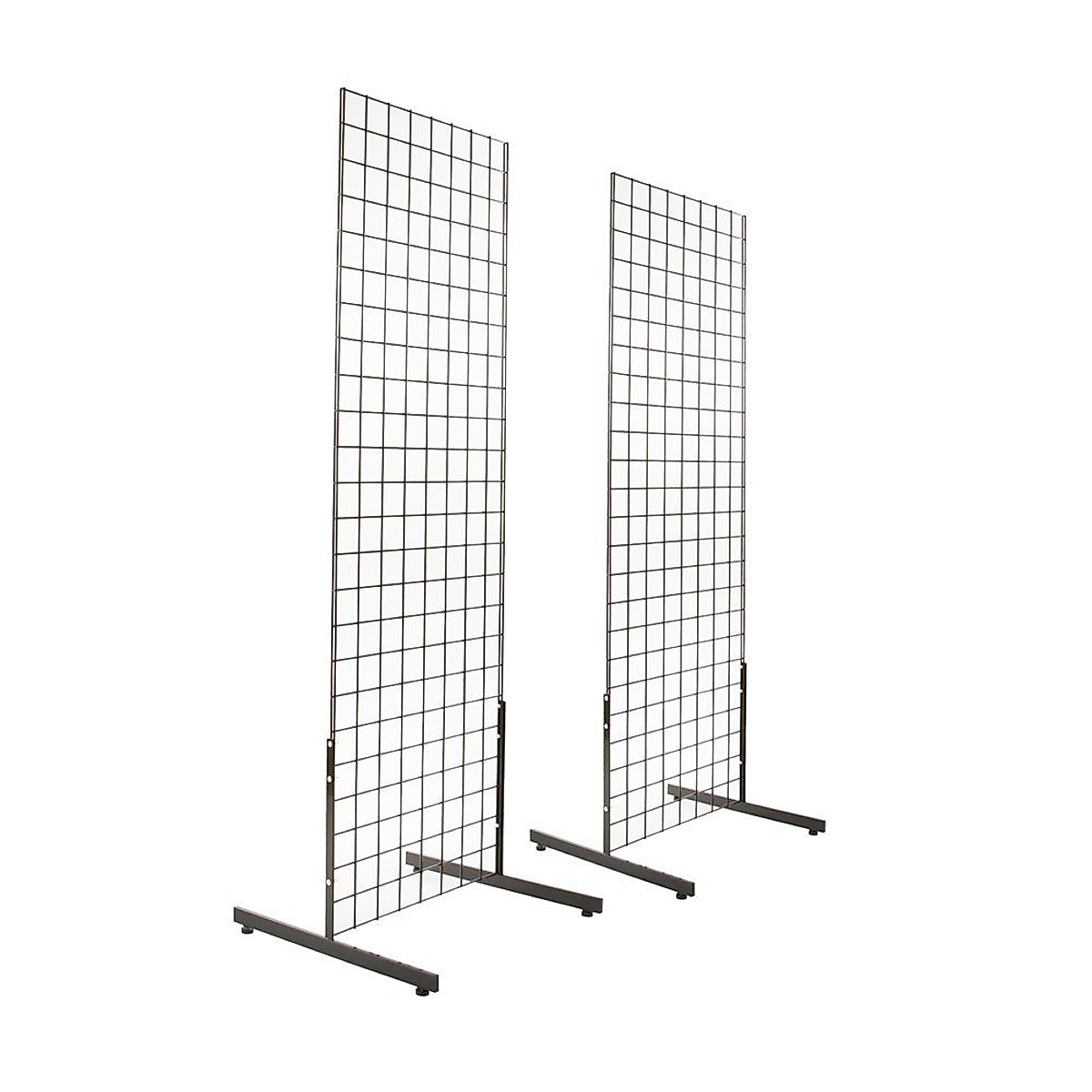 Only Hangers 2' x 6' Gridwall Panel Tower with T-Base Floorstanding Display Kit 2-Pack Black or White (Black)