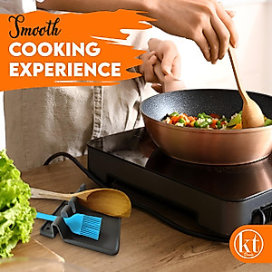 Silicone Spoon Rest, Utensil Rest with Drip Pad - Multi Spoons Rest for Stove Top - Spatula, Ladle, Tongs Holder Stand for Kitchen Counter