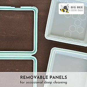 Big Bee, Little Bee - SoftShell Reusable Silicone Food Storage Container with Lid, Easy to Clean, Lays Flat, Snaps Closed, Microwave, Freezer & Dishwasher Safe, As Seen on Shark Tank (Aqua)