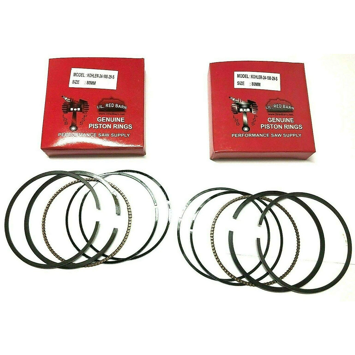 Lil Red Barn 2 Sets of Piston Rings Replaces Kohler 24-108-08-s, 24-108-08, 2410808, 24-108-18, 24-108-18-s, 2410818 80mm Standard Bore, 1.5mm Rings, Style A