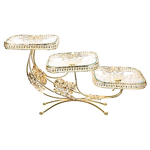 BESTOYARD 3 Tier Serving Stand European Style Glass Serving Platters Serving Trays for Snacks Appetizers Fruit Salad Cupcake Dessert Tea Party Display