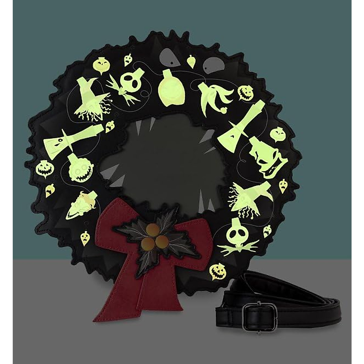 Loungefly Disney Nightmare Before Christmas Wreath String Lights Glow Crossbody Bag