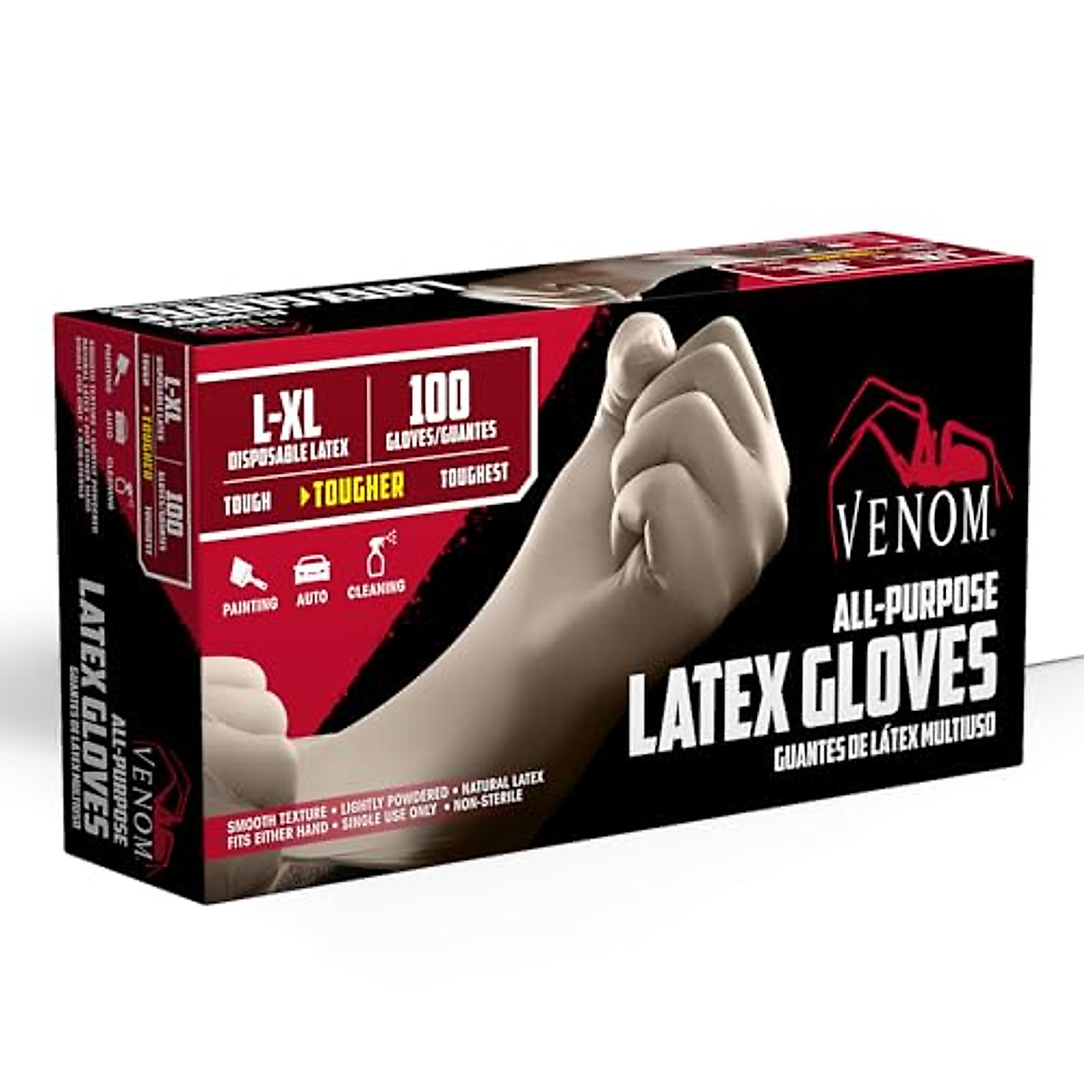 Medline Venom Powdered Latex Multi-Purpose Disposable Gloves, One-Size, 100 Count
