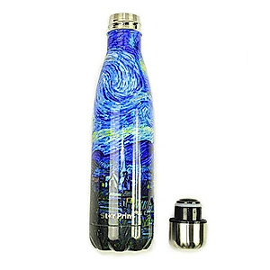 Star Print Bottle, Van Gogh The Starry Night, Double Wall Vacuum Insulated Stainless Steel Water Bottle, 17 oz