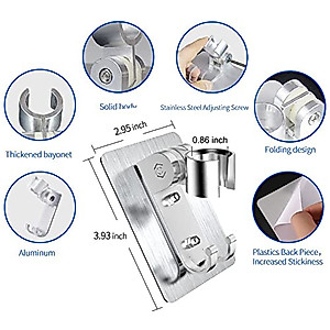 Strong Adhesive Shower Head Holder CACASO Adjustable Shower Wand Holder,Handheld Shower Head Wall Mount Bracket with 2 Hanger Hooks,Showerhead &Bidet Sprayer Bracket Better Than Suction Cups