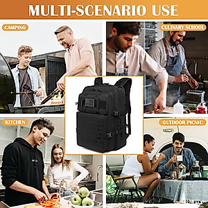 SunForMorning Chef Knife Bag, Tactical Backpack for Chef, Knife Carrying Case with 30+ Pockets for Knives and Culinary Tools, Professional Chef Knife Set Bag Backpack - Bag Only