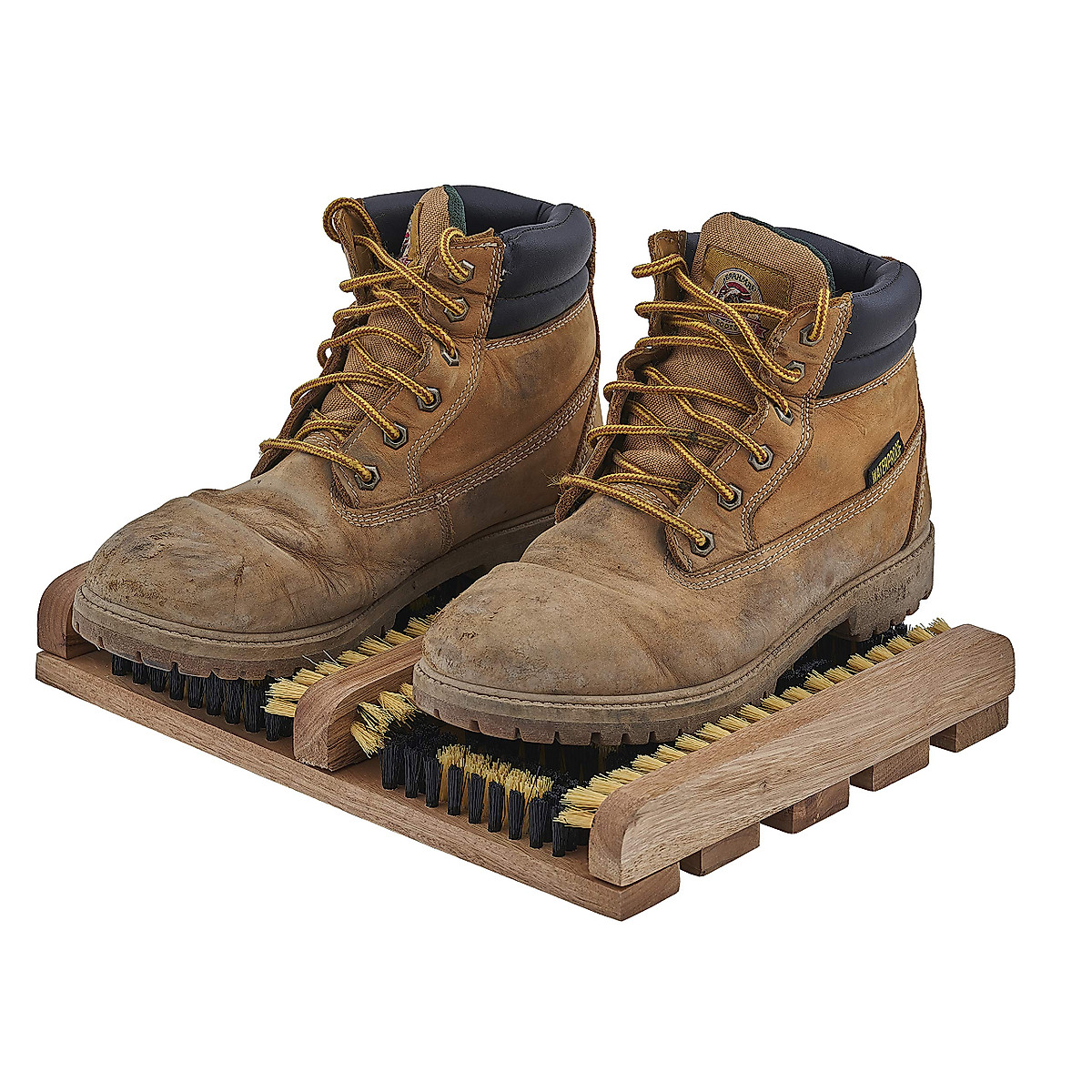 Superio Shoe and Boot Scraper, Outside Shoe Scrubber Brush 10.5 X 14 Inch - Cleans Deep Removes All Outdoor Dirt, Snow, Mud and Sand. Construction, Hiking Cleaner (Wood 1-Pack)