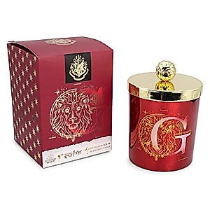 Harry Potter House Gryffindor Premium Scented Soy Wax Candle with Unique Aromatic Fragrance | 50-Hour Burn Time | Home Decor Housewarming Essentials, Wizarding World Hogwarts Gifts and Collectibles