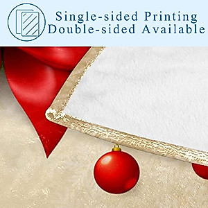 Merry Christmas Card with Red Bow Ribbon Prints Soft Warm Cozy Blanket Throw for Bed Couch Sofa Picnic Camping Beach, 150×100cm