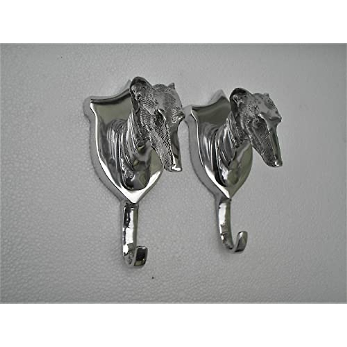 Greyhound Dog Head Metal Wall Mount Hooks Sculpture Lot of 2 Pieces Greyhound Dog Sculpture Unique Figurine Statue Wall Mount Hooks for Home | Office Decorations by INDIAART12