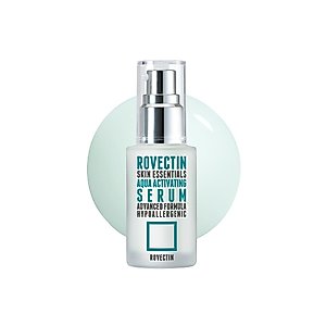 ROVECTIN Aqua Activating Serum - Anti-Aging Facial Serum with Vitamin E, Niacinamide, Hyaluronic Acid | Uneven Skin Tone, Anti-Wrinkle, Intensely Moisturizing | Vegan, Korean Skincare (1.2 fl.oz)