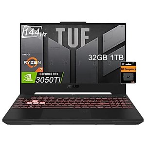 ASUS TUF Gaming A15 15.6" FHD 144Hz (32GB DDR5 RAM, 1TB PCIe SSD, AMD 8-Core Ryzen 7 6800H (Beat i7-11800H), RTX 3050 Ti) Gaming Laptop, RGB Backlit, Type-C, Wi-Fi 6, Free HDMI, Win 11 Home