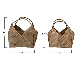 Bloomingville Square Seagrass Handles, Set of 2 Basket, Natural, 2