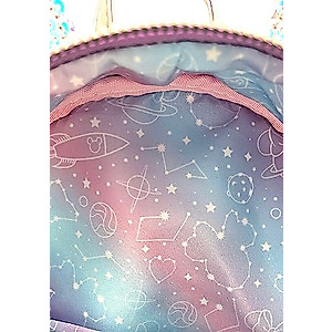 Loungefly X LASR Exclusive Disney Planet Minnie UV Reactive Pink Iridescent Sequin Mini Backpack Fashion Cosplay Disneybound Cute Backpack