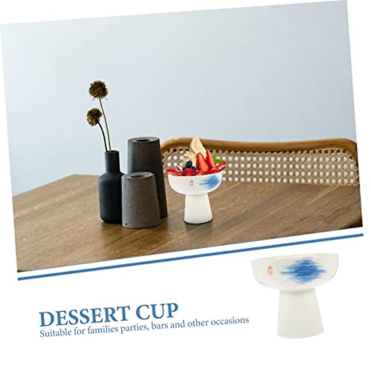 YARNOW 2pcs Goblet Ice Cream Sundae Cups Mini Dessert Cup Glass Dessert Bowls Mini Truffle Bowls Large Trifle Bowl Trifle Cake Footed Dessert Cup Pudding Bowl Ceramic Yogurt Cup Delicate