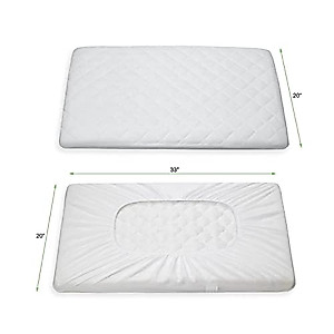 Waterproof Bassinet Mattres Pad Cover Fits 33x20 Baby Delight, Mika Micky, KoolaBaby, Dream On Me, ANGELBLISS and Bedside Sleeper Mattress, 2 Pack, Soft Bamboo Terry Surface, White