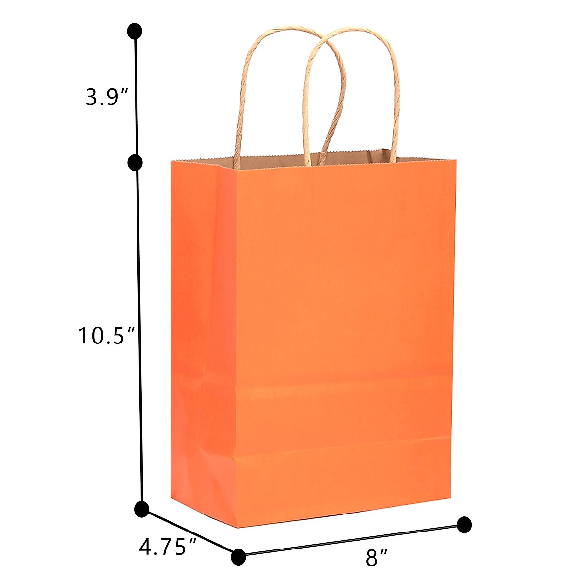 qiqee 60 pcs Kraft Bags with Handles 7.6"x4.75"x10.5" Medium Gift Paper Bags 16 Different Solid Color Bags