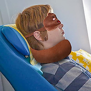 MINISO Travel Neck Pillow with Eye Mask, We Bare Bears Memory Foam Neck Support Cartoon Pillow Valentine's Day Gift for Traveling, Sleeping, Airplane, Car, Home & Office(Grizzly)