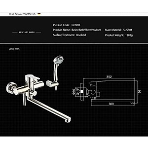 TECKI Kitchen Taps Bath Shower Faucets Set Bathtub Faucet Water Mixer Crane Tap With Hand Shower Stainless Steel Bathroom Faucets