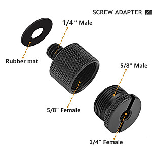 12 Pieces Mic Stand Adapter, Mic Thread Screw Adapter 5/8 Female to 3/8 Male and 3/8 Female to 5/8 Male, 5/8 Female to 1/4 Male and 1/4 Female to 5/8 Male with Rubber Pad for Microphone Stand