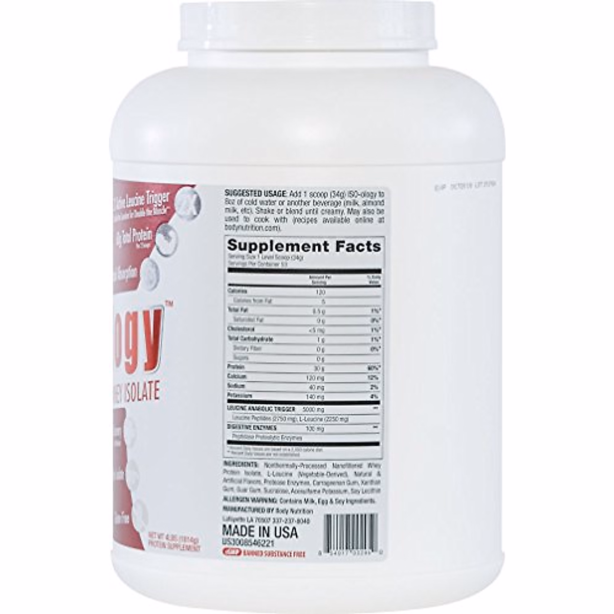 Body Nutrition ISO-Ology Vanilla Leucine-Enhanced Whey Isolate 4 LB