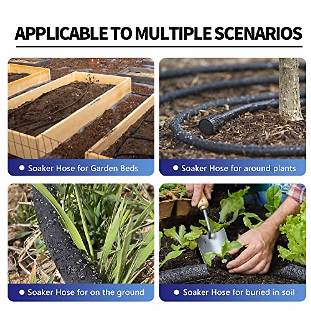 Soaker Hose 100 FT for Garden Beds, 1/2’’ Diameter Heavy Duty Soaker Hoses 100 FT for Garden Beds To Save 70% Water, 100 FT Drip Soaker Hose for Vegetable Beds (100 FEET)