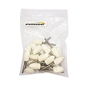 PHYHOO Mounted Cone Polishing Bits Wool Felt Point Mandrel White Conical Rotary Tool Accessories Kit- 1/8 Inch Shank