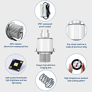 AHWZ 60W LED Logo GOBO Projector Outdoor IP65 Waterproof Including Free Custom Glass GOBO to Project Image,Silver