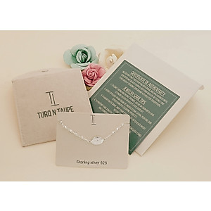 TURQ N TAUPE 925 Sterling Silver Bead Station Bracelet for Women - everyday wear gifts for her 7.5 inches - Rosary Bracelet