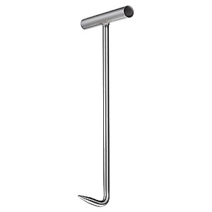 uxcell 15inch T-Handle Meat Boning Hook with Wide Handle, Stainless Steel T Hooks for Kitchen, Butcher Shop, Restaurant, BBQ Tool, Silver