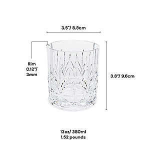 BELLAFORTE Shatterproof Tritan Plastic Short Tumbler, Set of 4, 13oz - Myrtle Beach Drinking Glasses, Unbreakable Glasses for Indoor and Outdoor Use - BPA Free - Clear