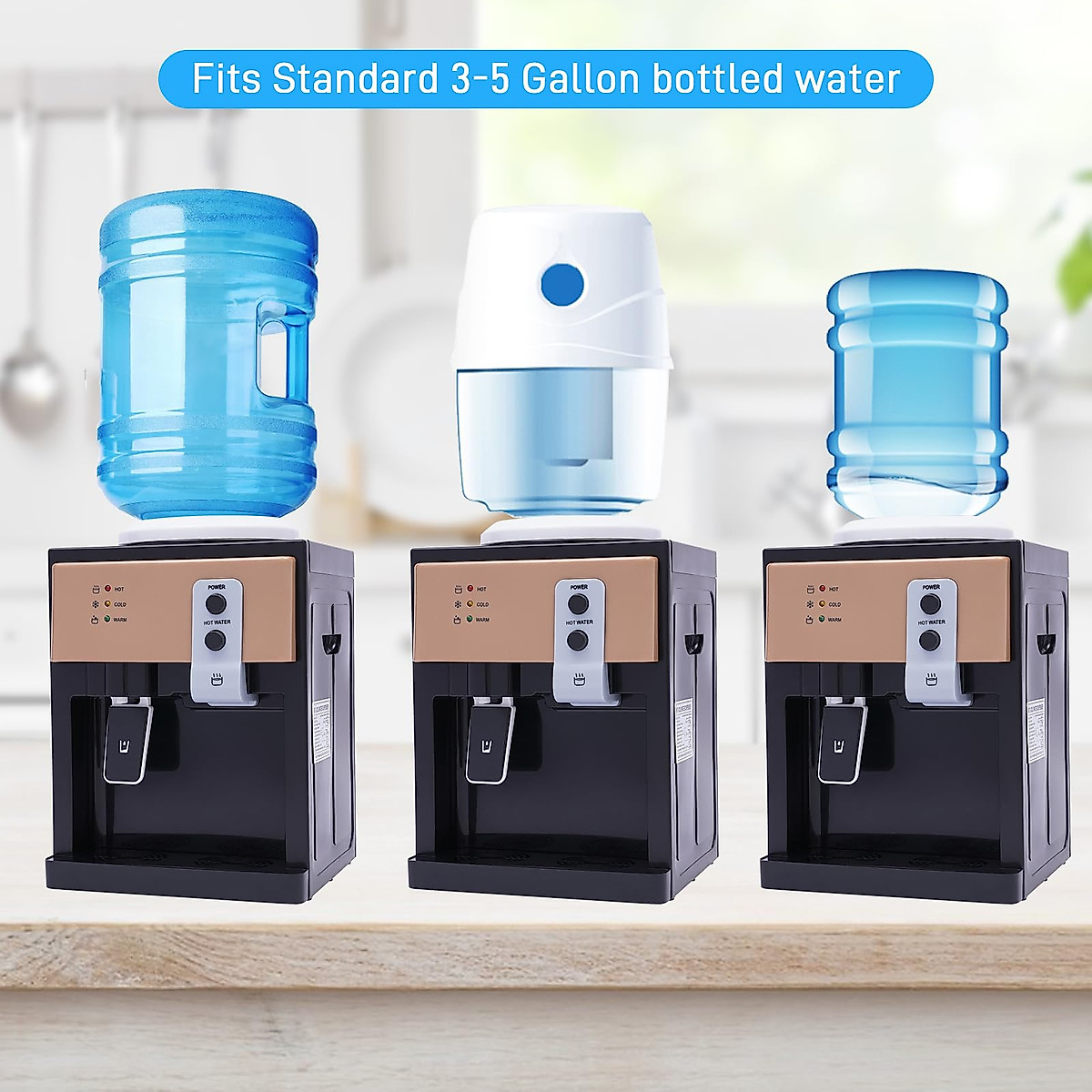 YIPONYT Top Loading Countertop Water Cooler Dispenser, 3 Temperature Settings Hot & Cold Water Dispenser, Holds 1.2 to 5 Gallon Bottles for Home/Office/Dormitory Use…