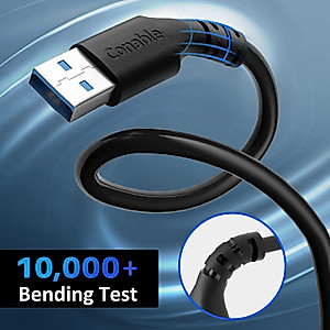 Short USB to USB Cable 2 Feet, USB 3.0 Male to Male Cord, Type A 5Gbps Data Transfer Cable for Hard Drive, Laptop, DVD Player, USB 3.0 Hub, Monitor, Camera, Set Up Box with 5 pcs Cable Ties- 2 ft