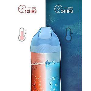 FEIJIAN Kids Insulated Water Bottle with Straw Lid 14oz, Leak-Proof BPA-FREE Metal Drink Flask, Double Wall Vacuum Stainless Steel Cup For Toddlers, Girls, Boys - Suitable for School, Outdoor, Travel