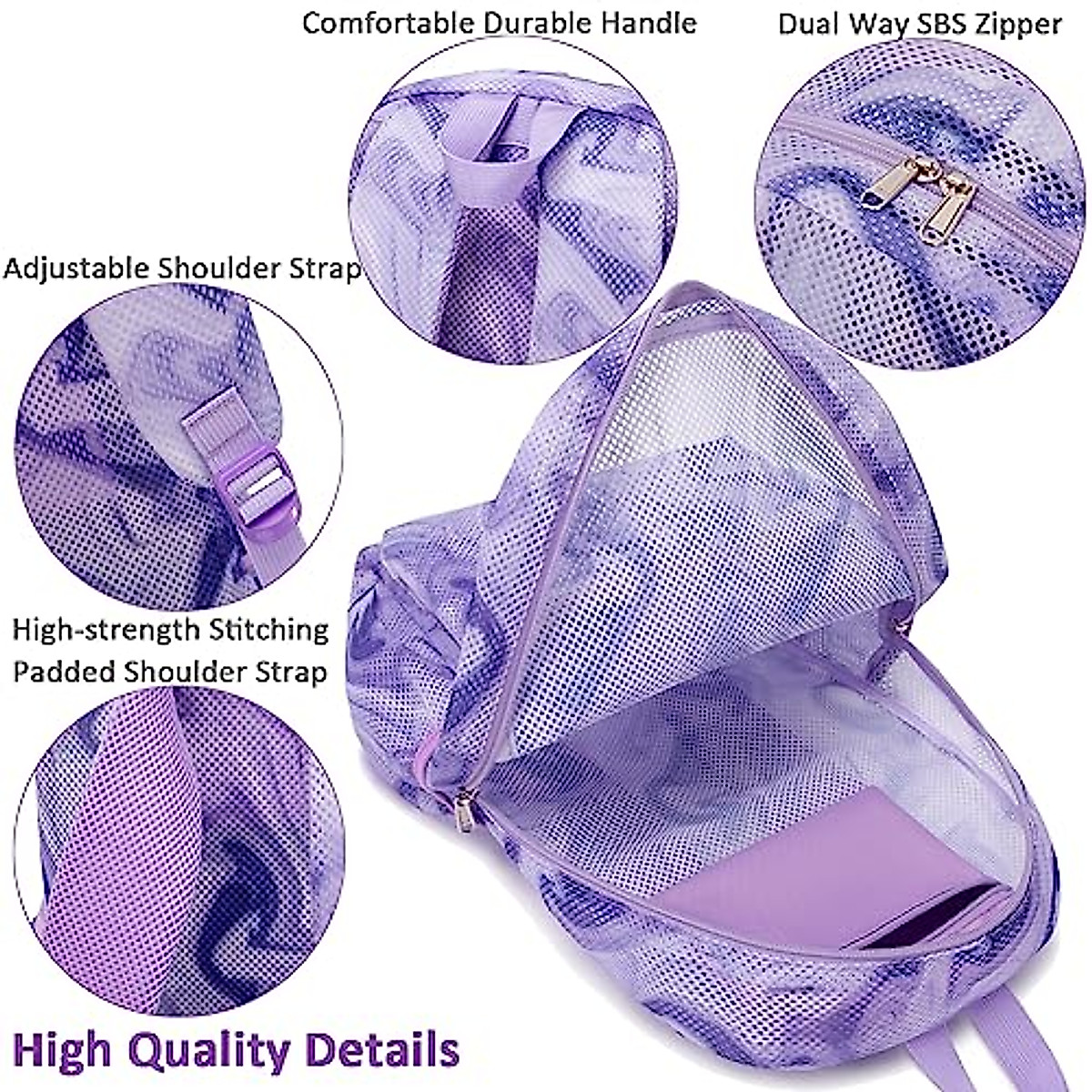 Meisohua Mesh Backpack for School Girls Semi-Transparent Backpack for Kids See Through Teen Girls Backpack with Storage Bag 2 in 1 Set
