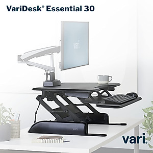 Vari - VariDesk Essential 30 - Two-Tier Standing Desk Converter for Home Office - Adjustable Sit Stand Desk with 11 Height Settings - Standing Desk Riser for Monitor & Accessories - 30" Wide, Black