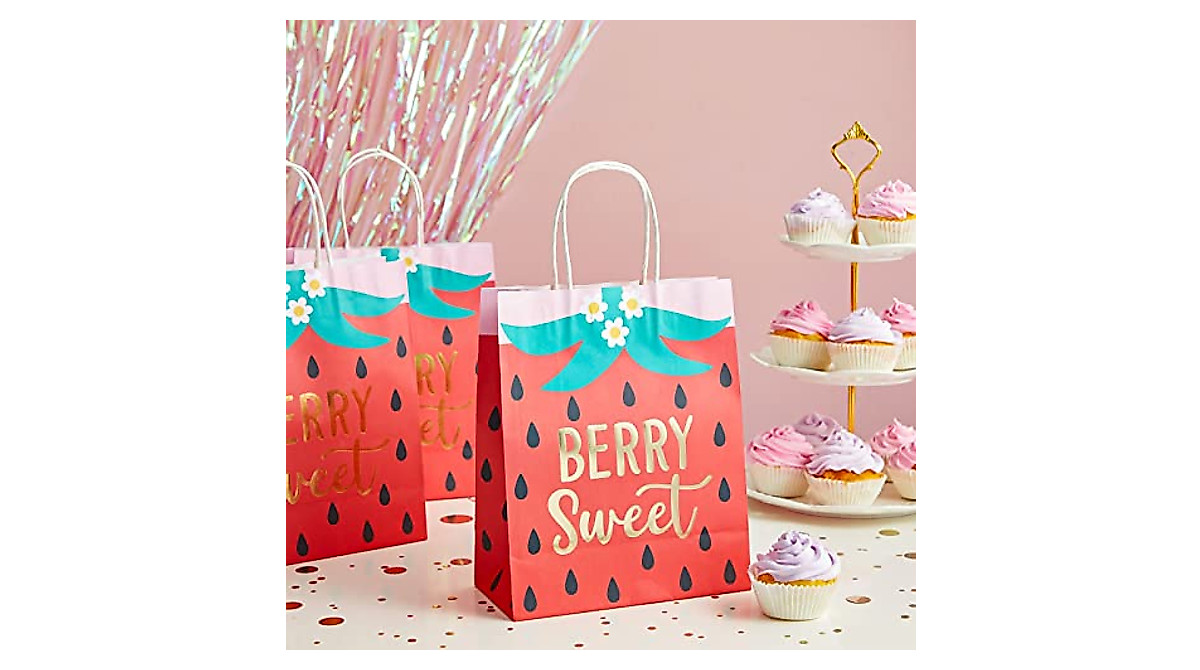 Sparkle & Bash Strawberry Gift Bags - Perfect for Birthday Parties