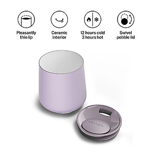 Fellow Ruby Wine Tumbler Set of 2 - ​​Insulated Stainless Steel Wine and Cocktail Tumblers with Ceramic Interior and Swivel Pebble Lid - 12 oz, Peri Twinkle