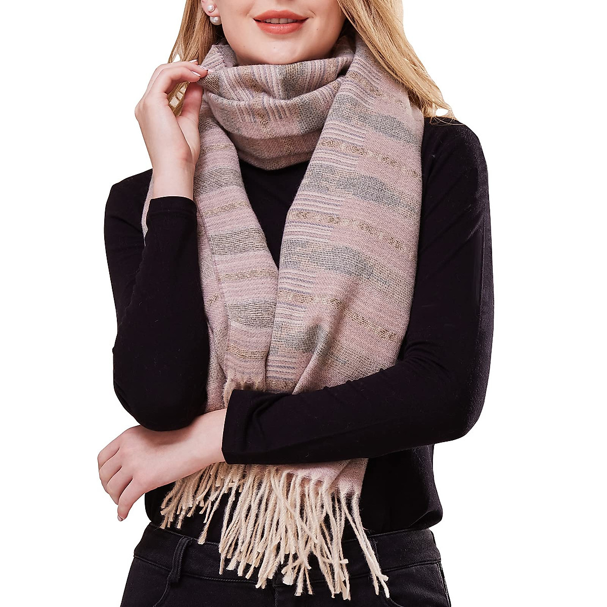 Rofilan Womens Cashmere Feel Scarf Winter Large Warm Scarves Wrap Shawl with Tassel