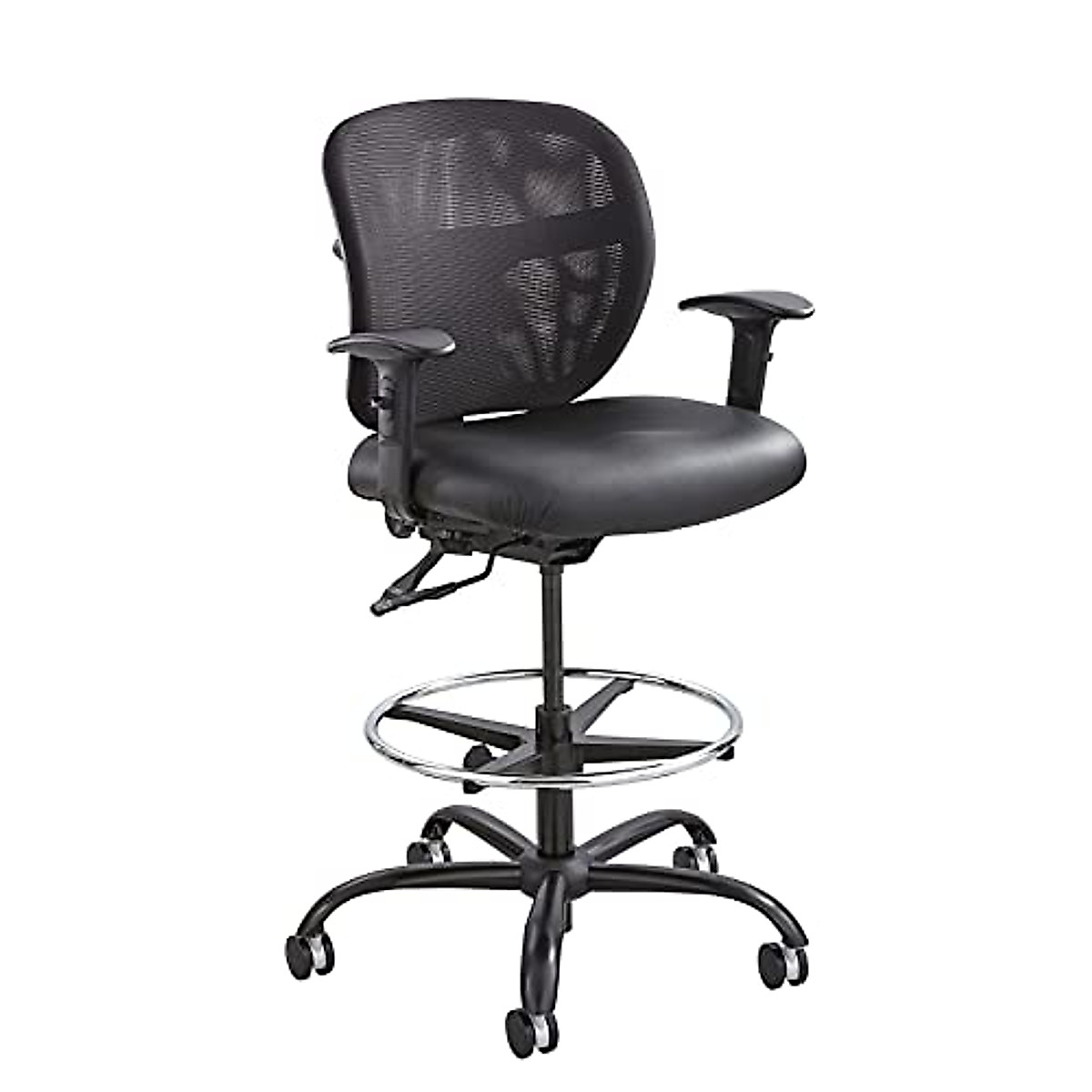 Safco Products Vue Heavy Duty Stool 3394BV, 24-7 Rated, 350 lbs Capacity, Ergonomic Mesh Back, 360° Swivel Seat, 5-Star Base