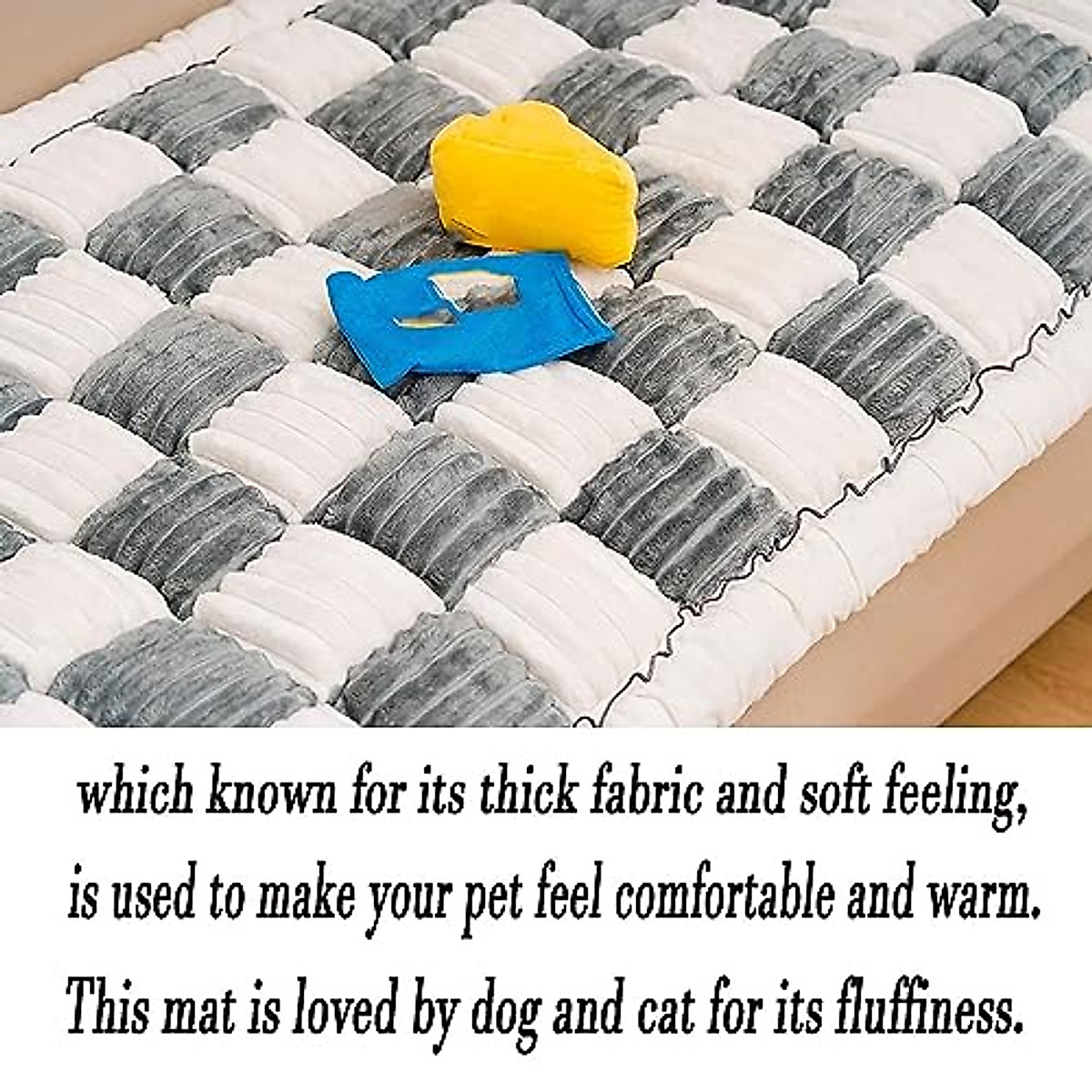 TTEDMO Funny Fuzzy Cream-Coloured Large Plaid Square Pet Mat Bed Couch Cover, 27.5x70.8 in