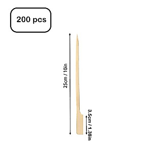 Bamboo Paddle Picks 200 PCS 10Inch Bamboo Kabob Skewers Wooden Skewer Sticks Grill Skewers BBQ Sticks Cocktail Picks for for Drinks Appetizers BBQ Fruit Kabobs Barbeque Snacks