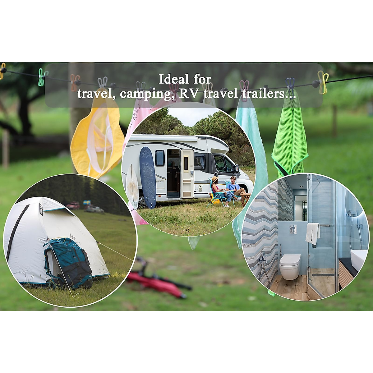 Fiezkaa Portable Retractable Clothesline for Travel, Camping, Outdoor